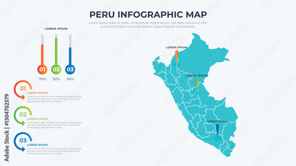 Infographic Map of Peru. Peru country map infographic colored vector ...