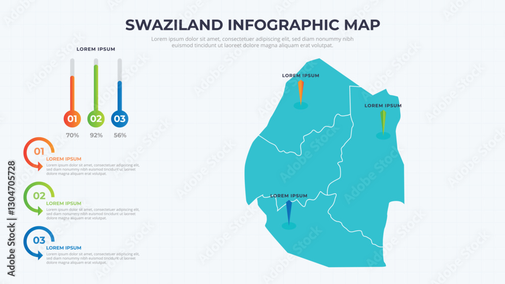 Infographic Map of Swaziland. Swaziland country map infographic colored ...