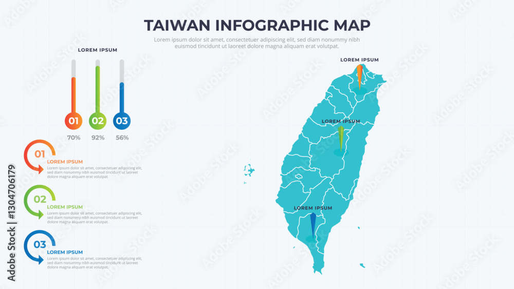Infographic Map of Taiwan. Taiwan country map infographic colored ...