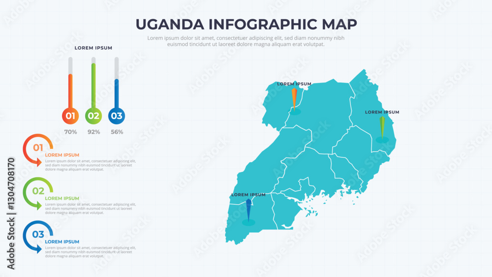 Infographic Map of Uganda. Uganda country map infographic colored ...