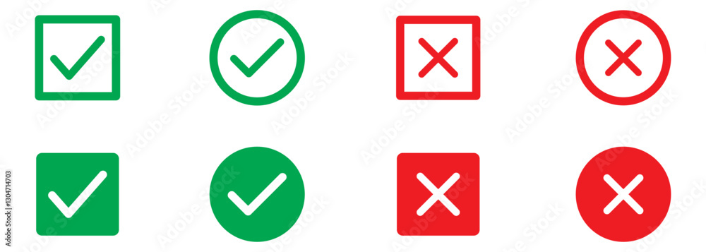 Image vectorielle Stock Check mark icon button set. Check box icon with right and wrong buttons ...