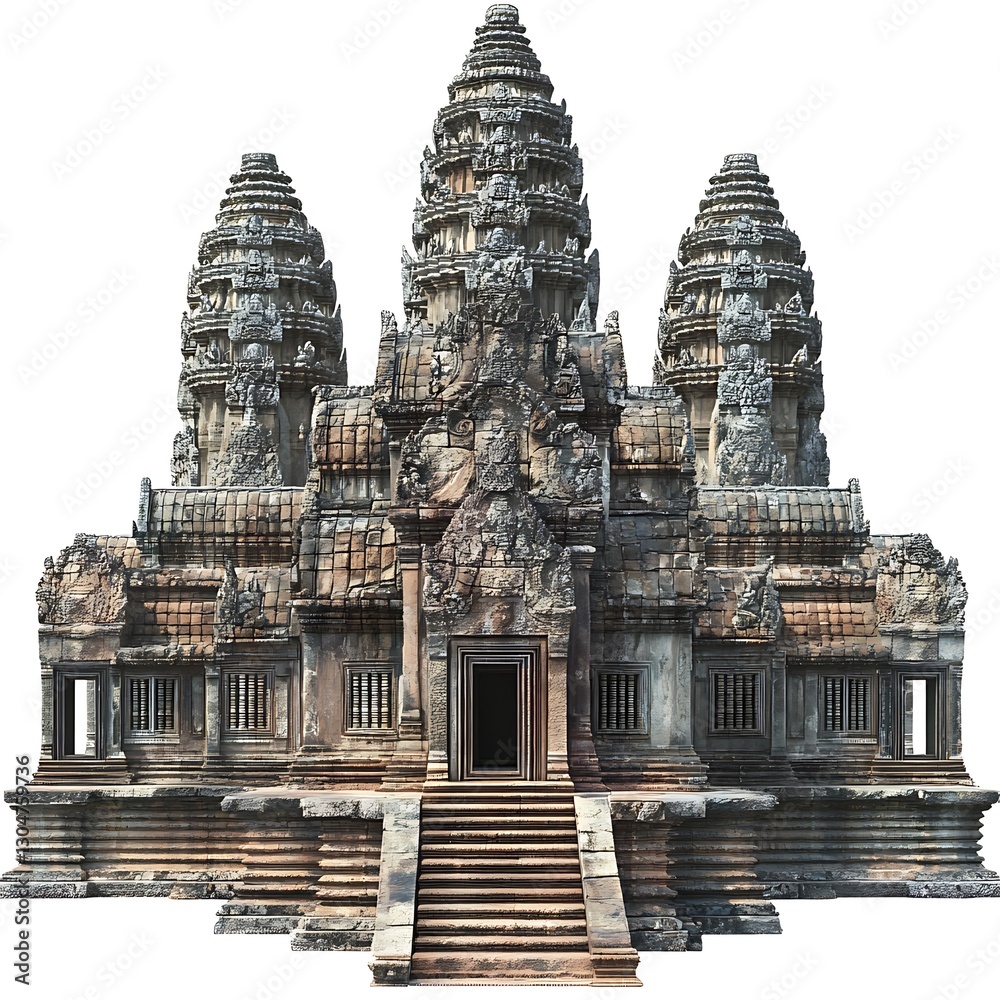 Angkor Wat Temple: A breathtaking front view of the iconic Angkor Wat ...