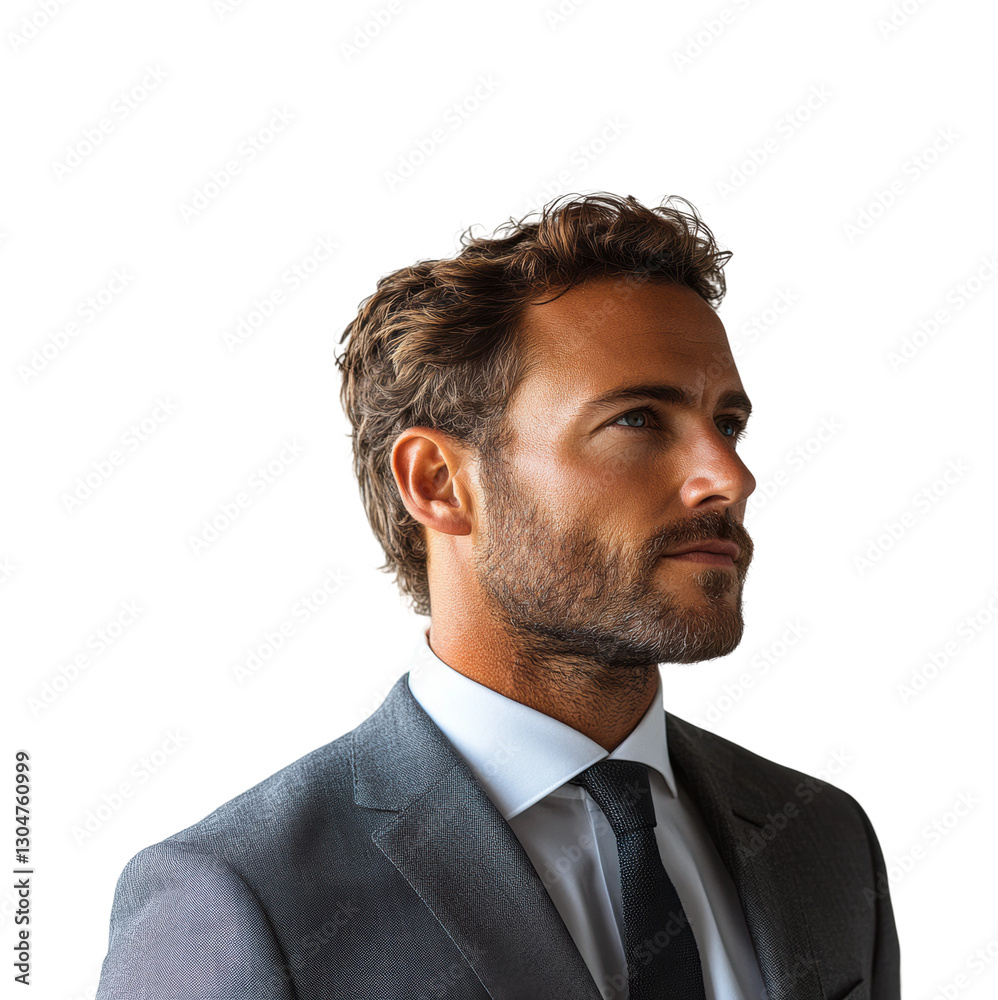 Businessman profile portrait bright side view isolated on transparent ...