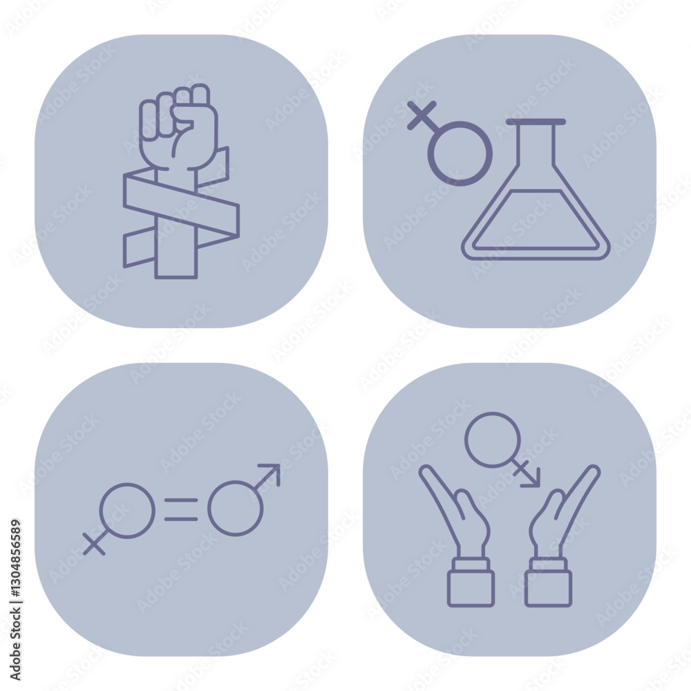 Collection of four icons symbolizing gender equality, empowerment, and ...