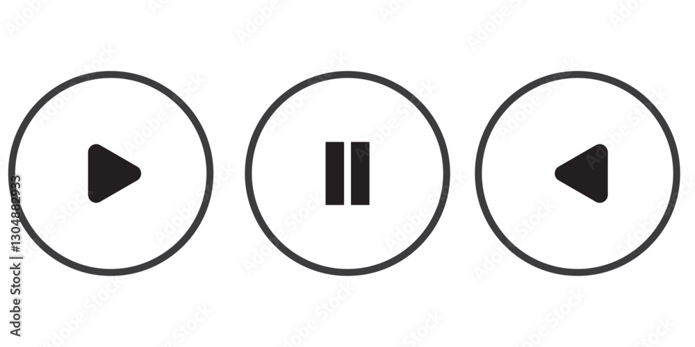 Play button flat icons on transparent backdrop. Digital web vector illustration design. play ...