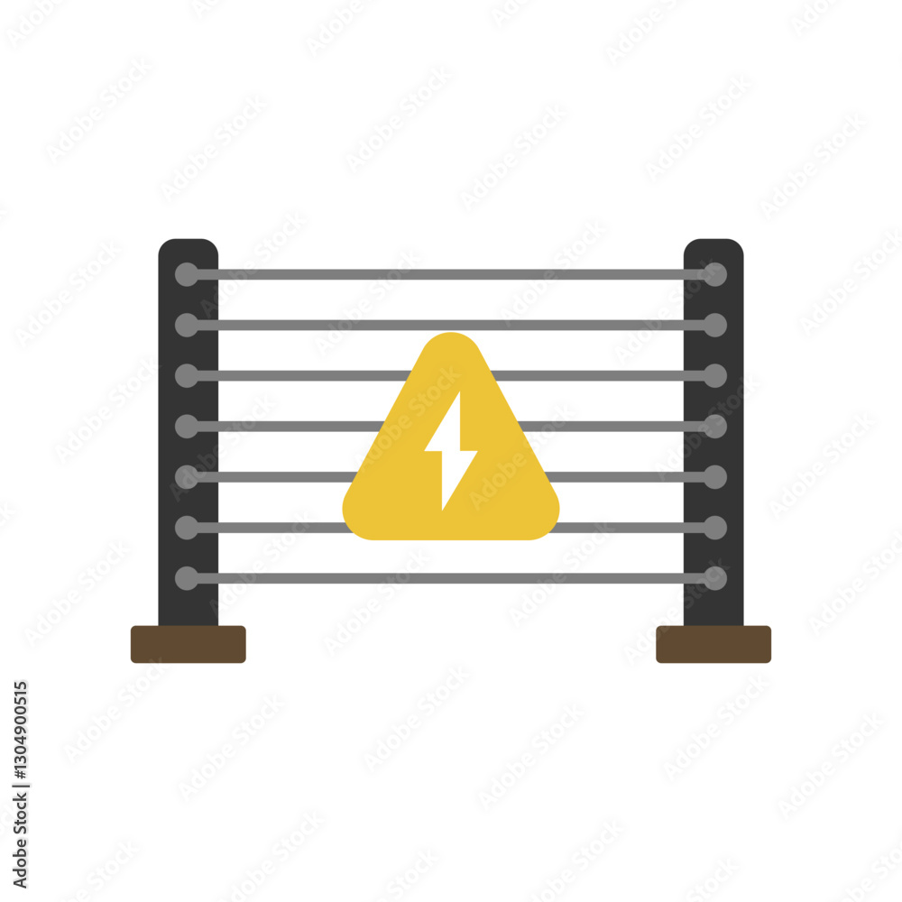 electric fence icon high voltage danger, simple flat style, logo ...