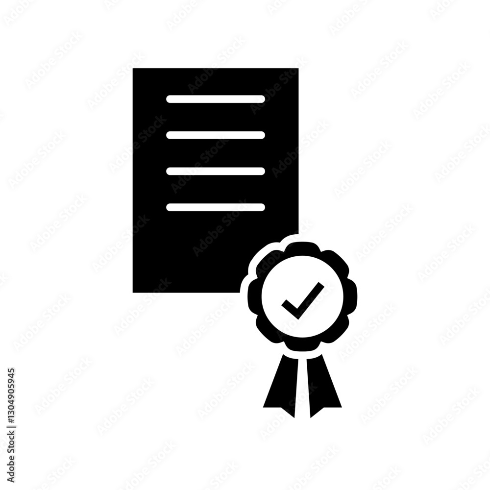 certificate icon, simple flat style, illustration, logo sign symbol ...