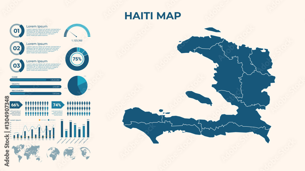 Image vectorielle Stock Infographic Map of Haiti. Vector Map of a ...