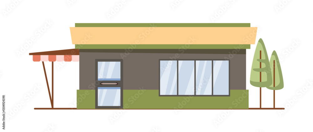 Stock-Vektorgrafik „Town shop exterior, isolated small store building ...