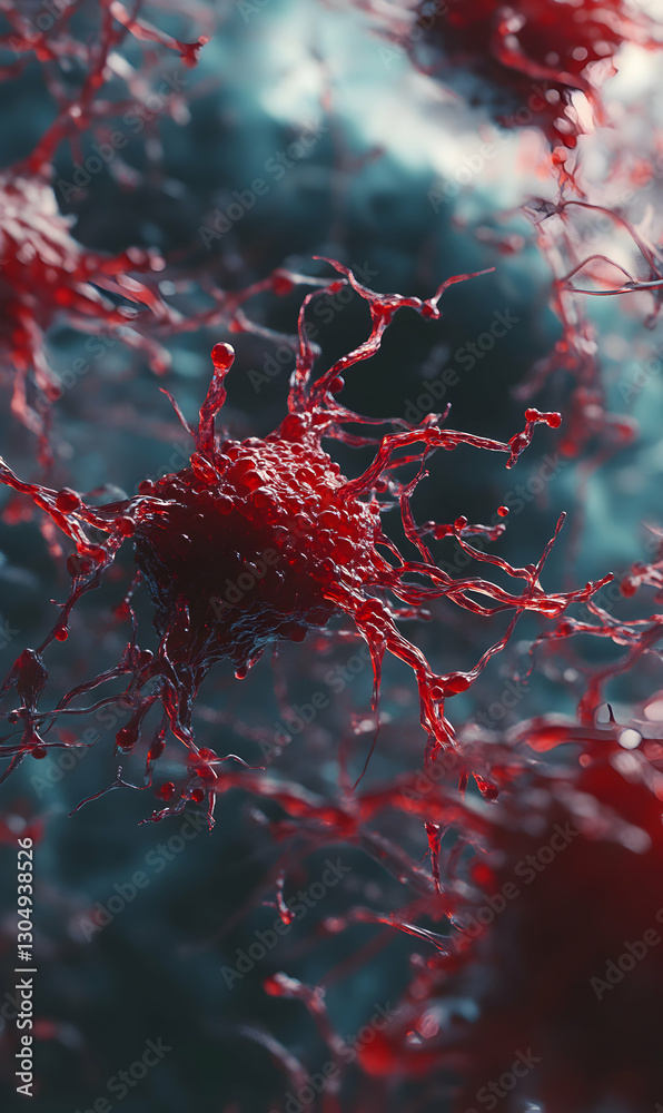 Detailed microscopy image showcases the complex formation of malignant ...