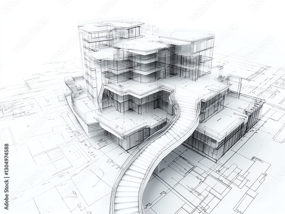 Architectural development diagram, building blueprint, floor plan ...