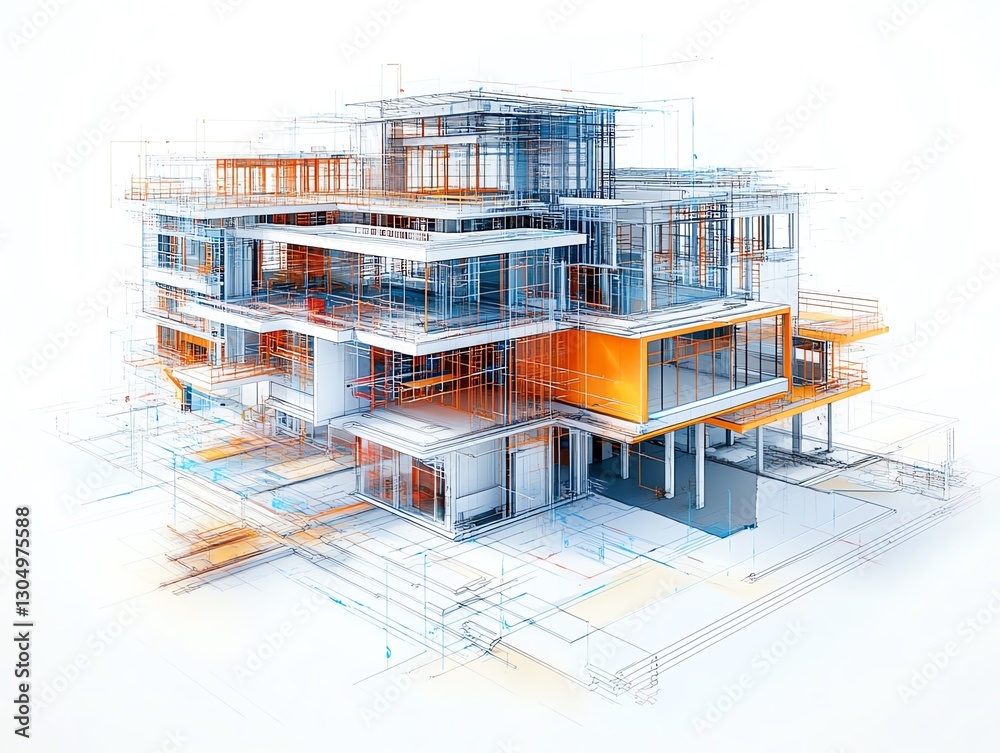 Building construction diagram, detailed floor plans, structural design ...