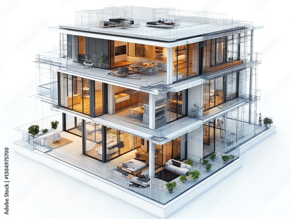 Building construction diagram, detailed floor plans, structural design ...