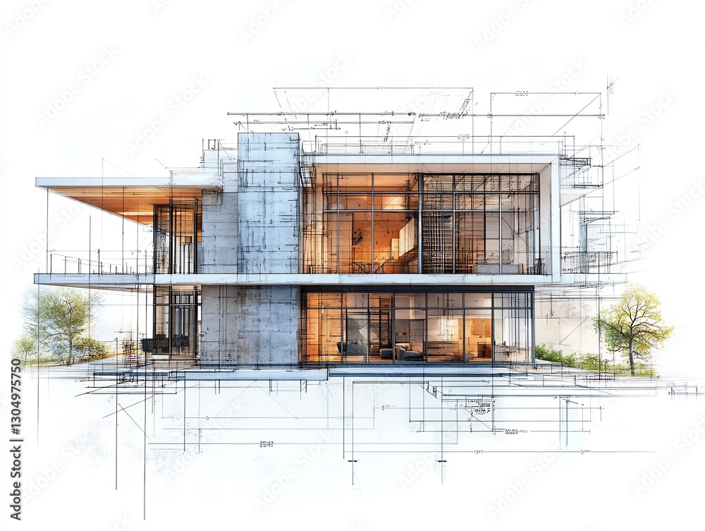 Building development blueprint, architectural diagram, floor plans ...