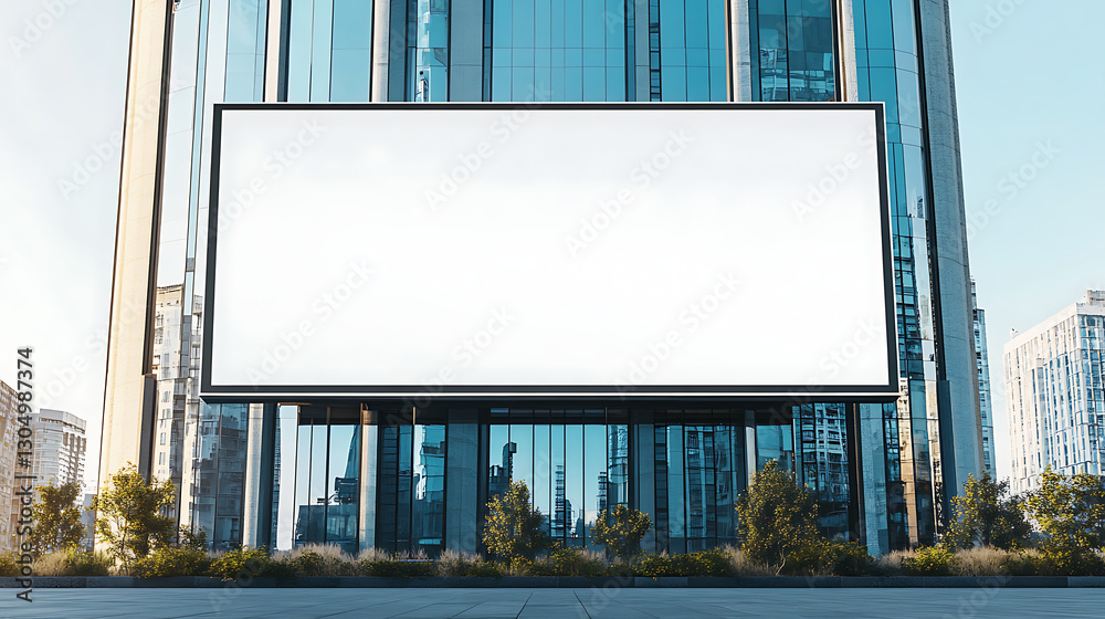 Large horizontal blank advertising poster billboard banner mockup in ...