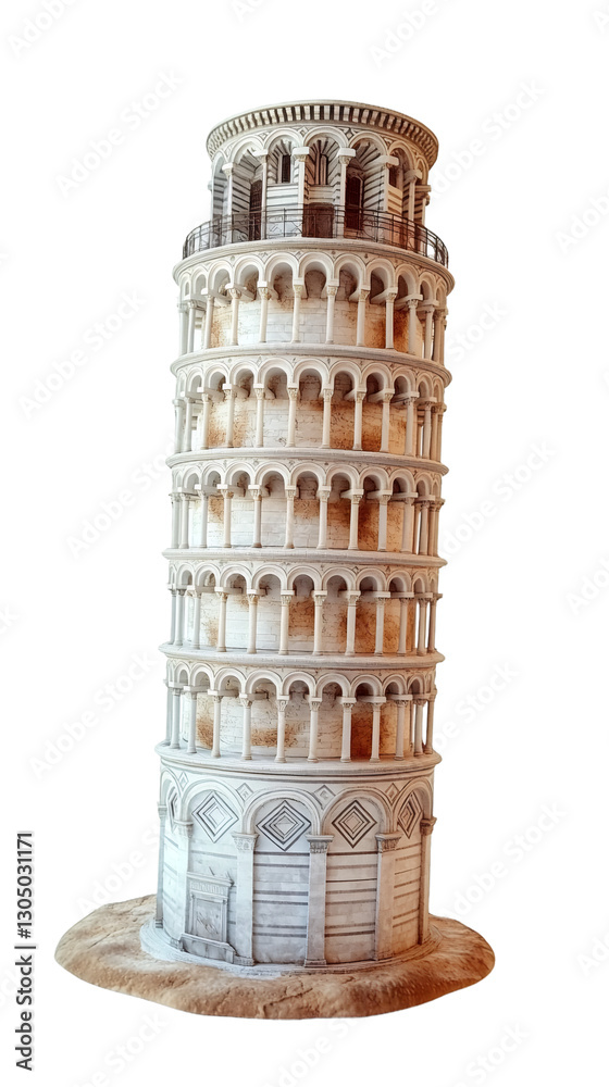 Miniature model of the Leaning Tower of Pisa, a famous Italian monument ...