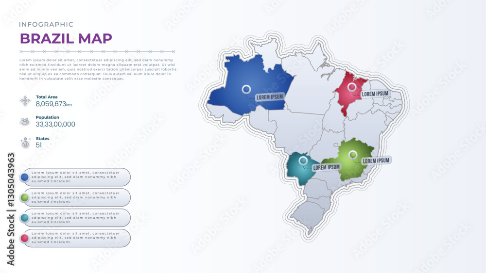 Total Area, Papulation, States & More Detailed Infographic Map of ...