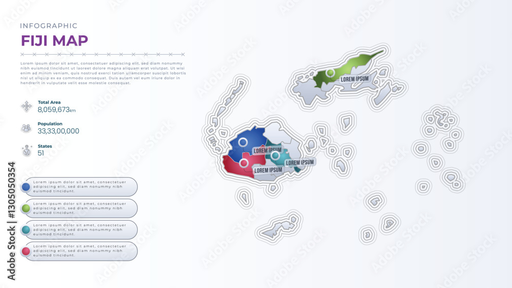 Total Area, Papulation, States & More Detailed Infographic Map of Fiji ...