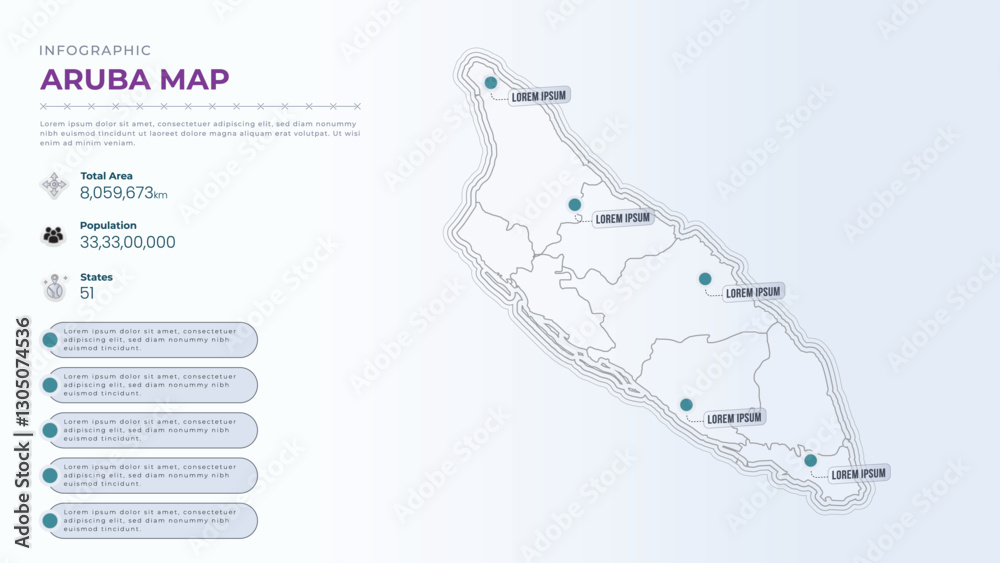 Стоковое векторное изображение «Total Area, Papulation, States & More ...
