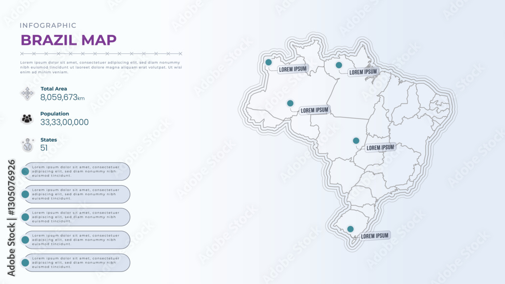 Total Area, Papulation, States & More Detailed Infographic Map of ...