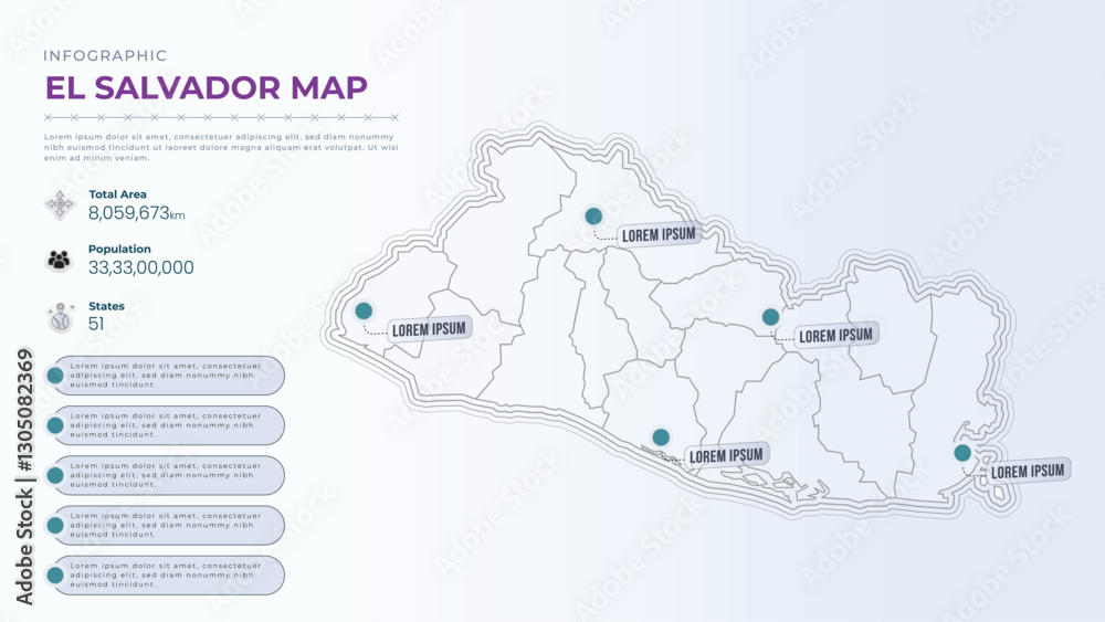 Стоковое векторное изображение «Total Area, Papulation, States & More ...