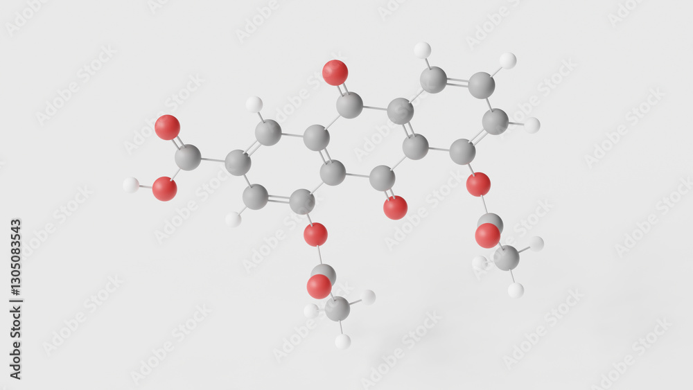 Ilustración de Stock diacerein molecule 3d, molecular structure, ball ...