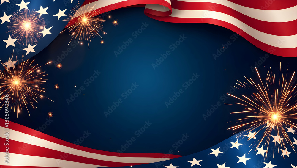 Dynamic Fireworks Bursting Behind American Flag: Perfect Photo Stock ...