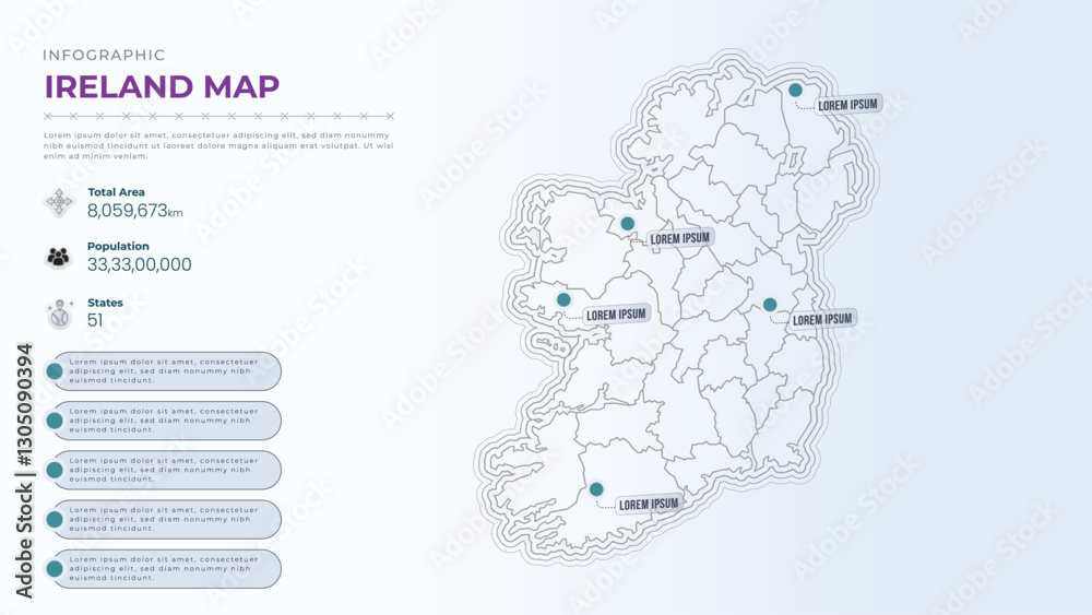 Total Area, Papulation, States & More Detailed Infographic Map of ...