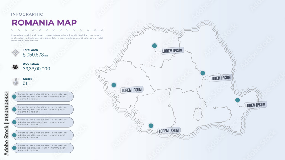Stock-Vektorgrafik „Total Area, Papulation, States & More Detailed ...