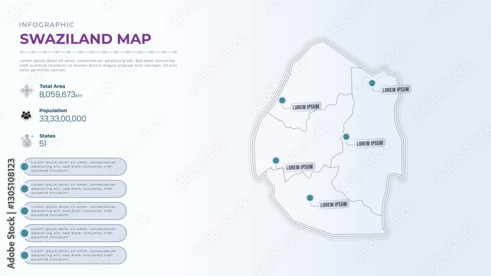 Vector de Stock Total Area, Papulation, States & More Detailed ...