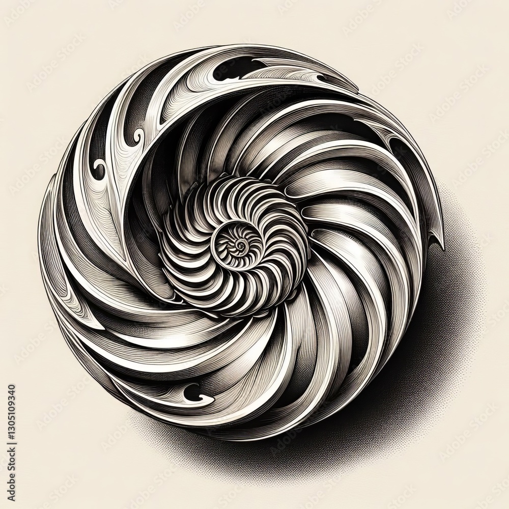 Whorl with Angle A whorl shape with an angular or sharp turn in Stock ...