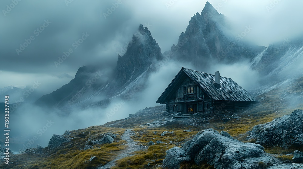 Panoramic View of Locatelli Hut Framed by Clouds and the Three Peaks in ...