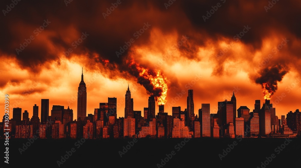 Destruction and devastation engulf a city following an atomic bomb ...