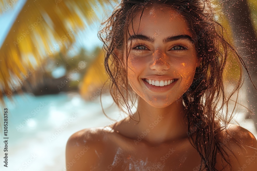 Discover the allure of a stunning model at a lavish beach resort ...