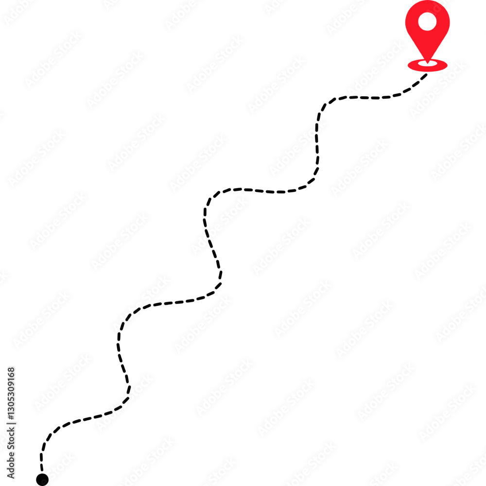 Travel GPS Location. Dotted line with red pin map. Navigation map ...