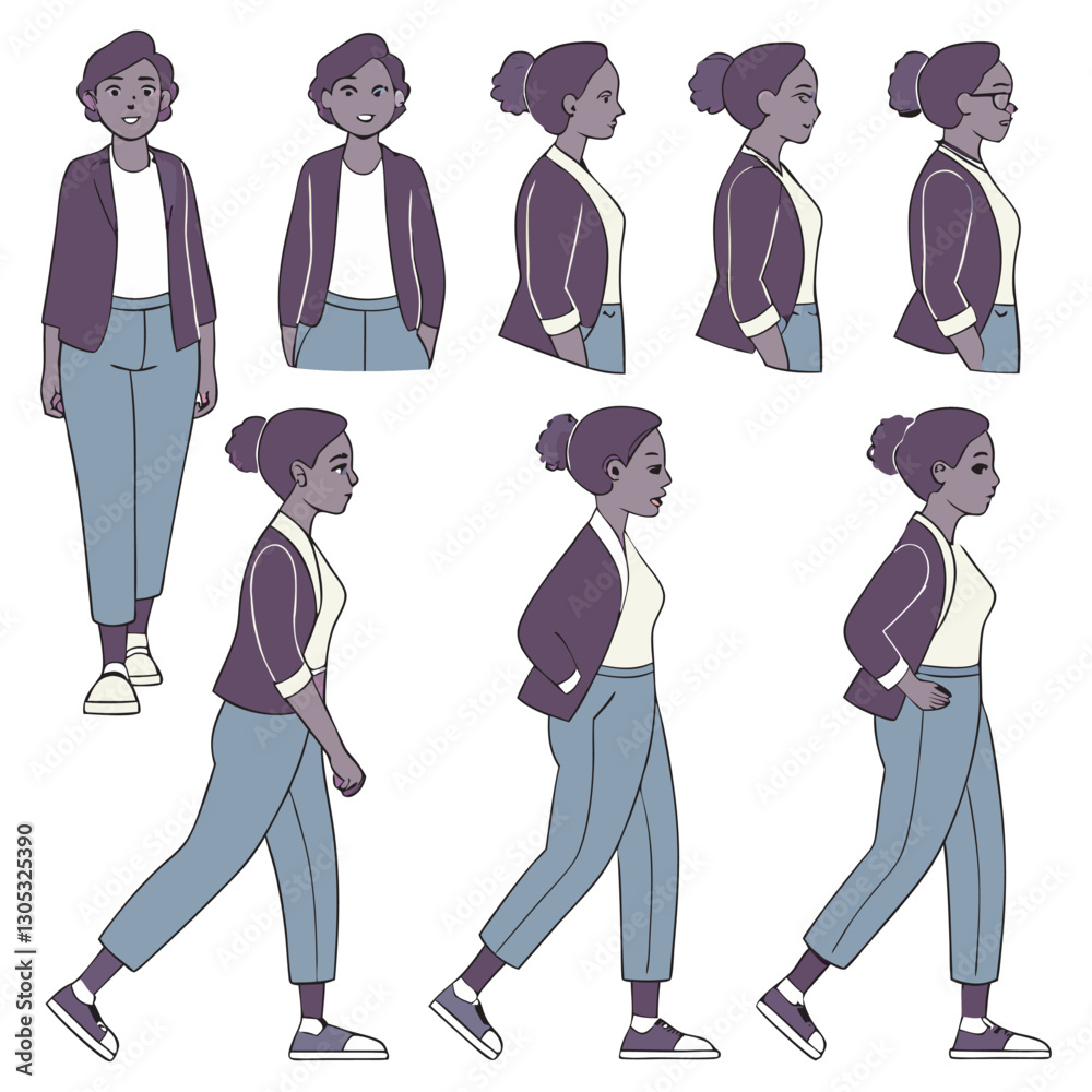 Casual business woman character constructor for animation vector ...