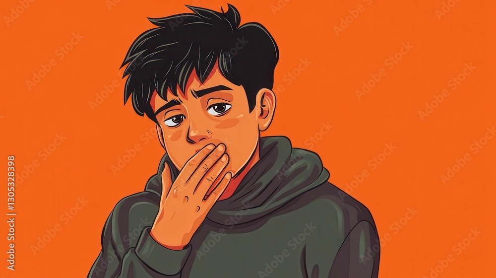 Lose Voice. Arabian Man Suffering from Tonsillitis with Painful Swallow ...