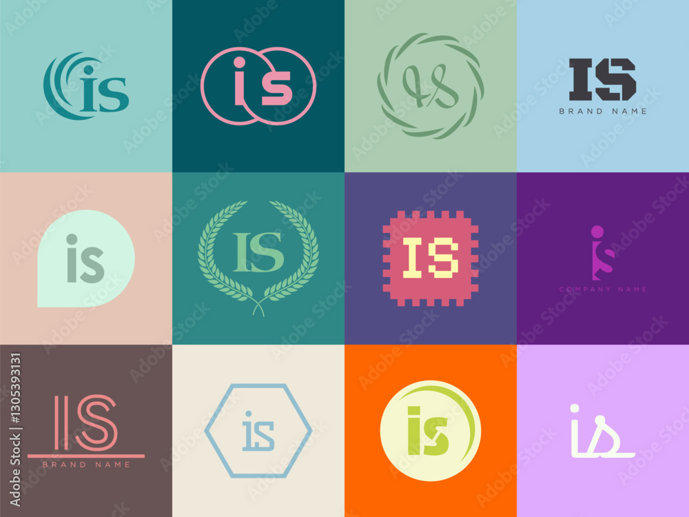 IS logo company template. Letter i and s logotype. Set different ...