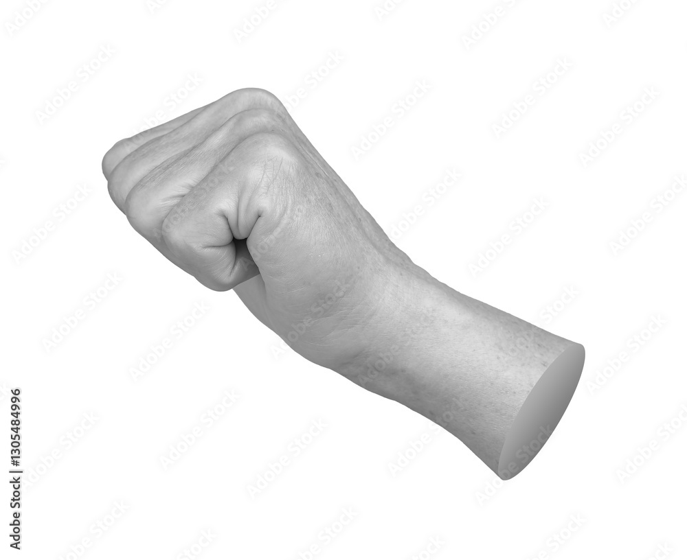 Elderly clenched fist, symbolizing strength, resistance, and ...