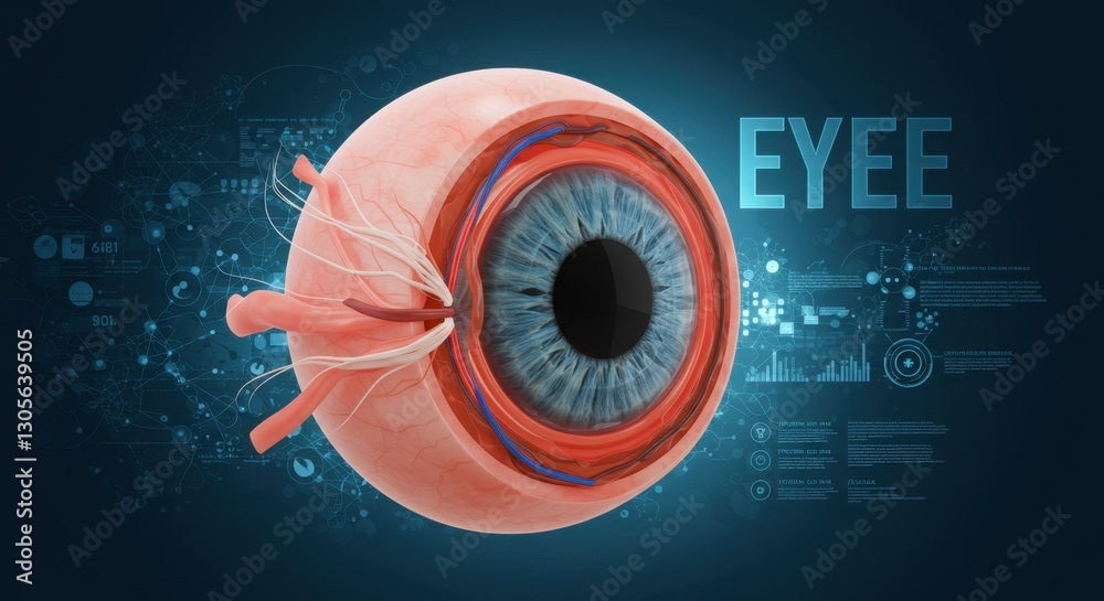 Detailed 3D Cross-Section of a Human Eye with Realistic Cornea and Lens ...