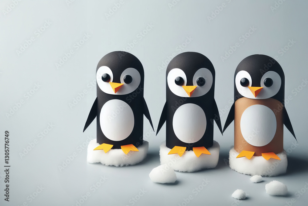 Handmade penguin crafts made from black and white painted cardboard ...