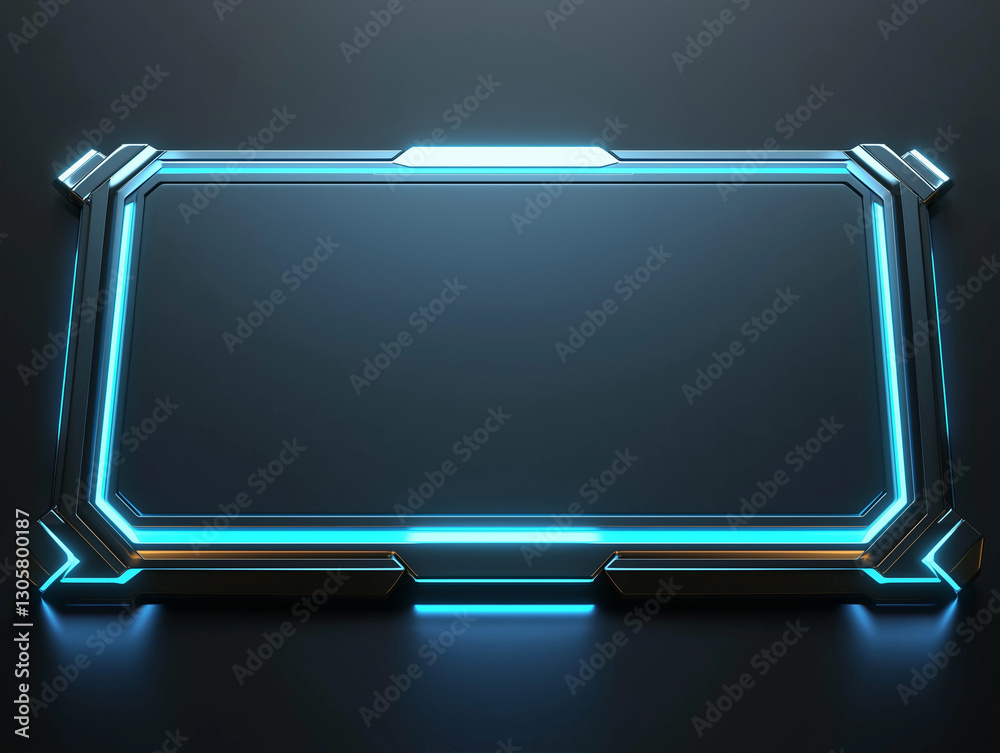 Glowing Blue Futuristic Metallic Frame: Sci-Fi Tech Border Design ...