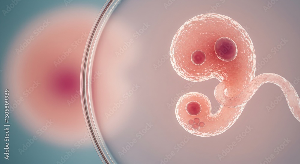 Early stage human embryo development. Microscopic view of fertilized ...