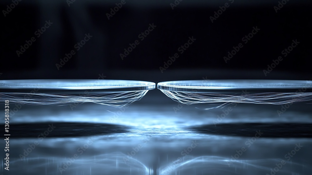 Two parallel plates close proximity faint energy lines bridging the gap ...