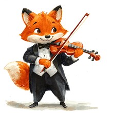 Fox Musician Character On Violin Free Stock Photo - Public Domain Pictures