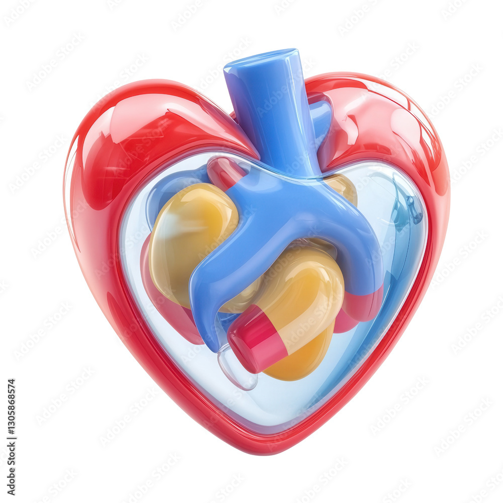 Detailed 3D of Human Heart Anatomy with Internal Circulatory Structure ...