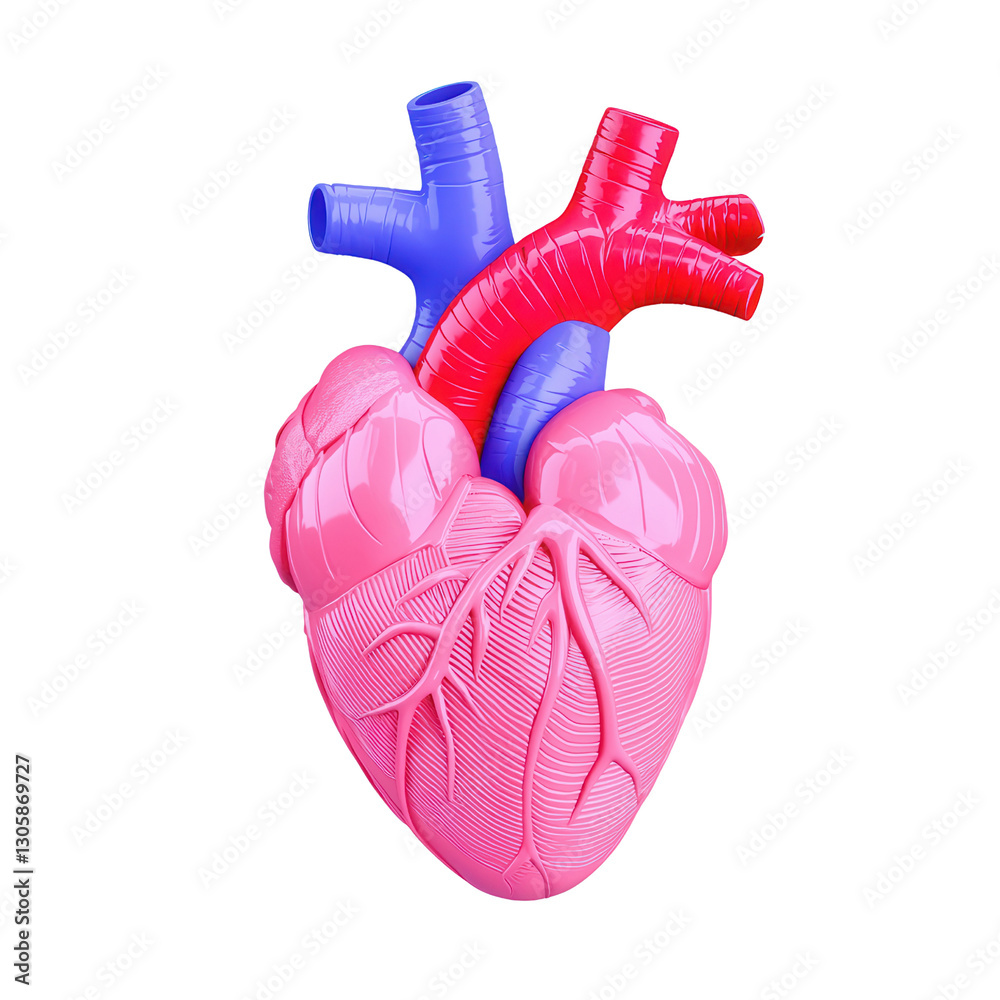 Detailed 3D anatomical of the human heart with colorful and labeled ...
