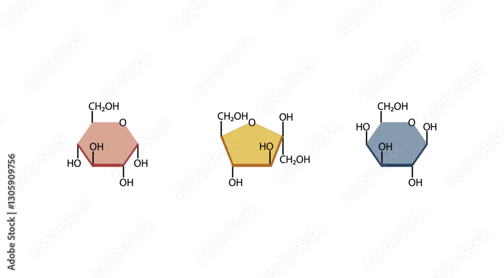 Monosaccharides Glucose Galactose And Fructose Molecules Chemical Structure Carbohydrates