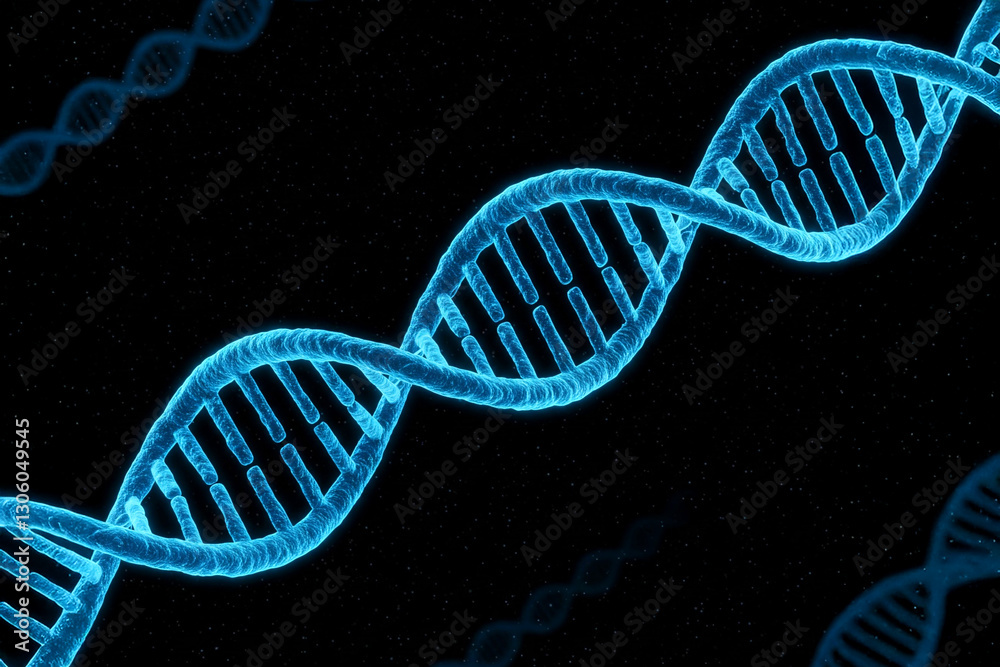 Illuminated DNA double helix a symbol of genetic code and molecular ...