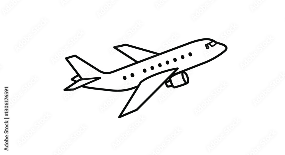 Airplane clipart outline. This image shows a simple black and white ...